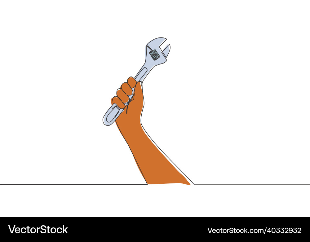 One continuous line drawing of man holding Vector Image