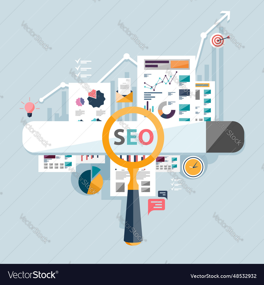 Seo concept flat design Royalty Free Vector Image
