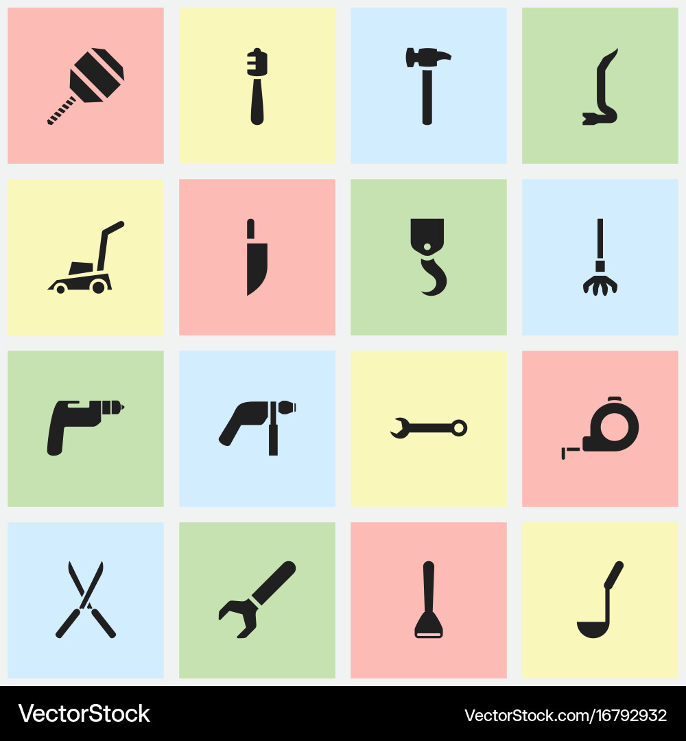 Set of 16 editable apparatus icons includes Vector Image