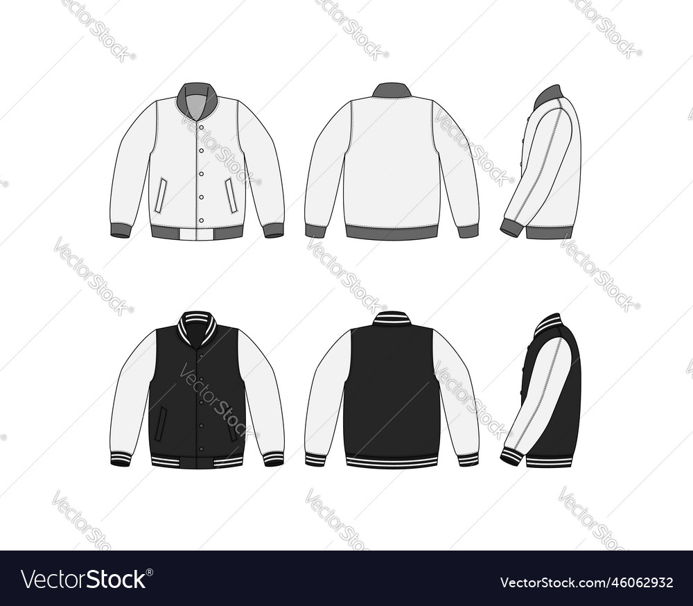 Varsity jacket baseball jacket template set Vector Image