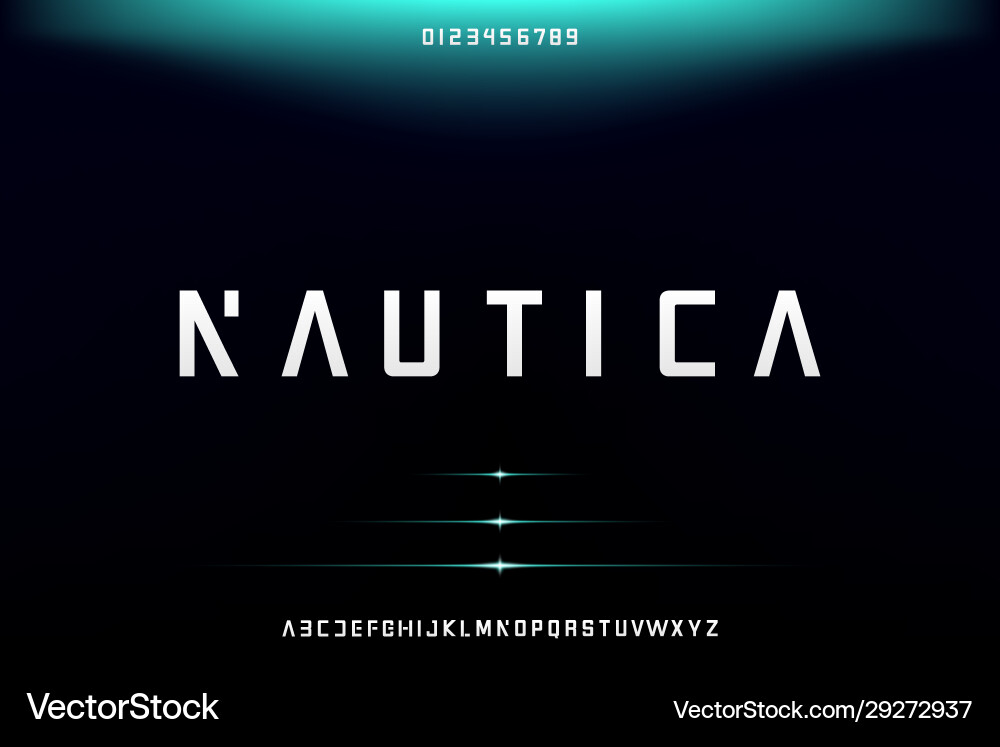 Alphabet font futuristic digital space typography Vector Image