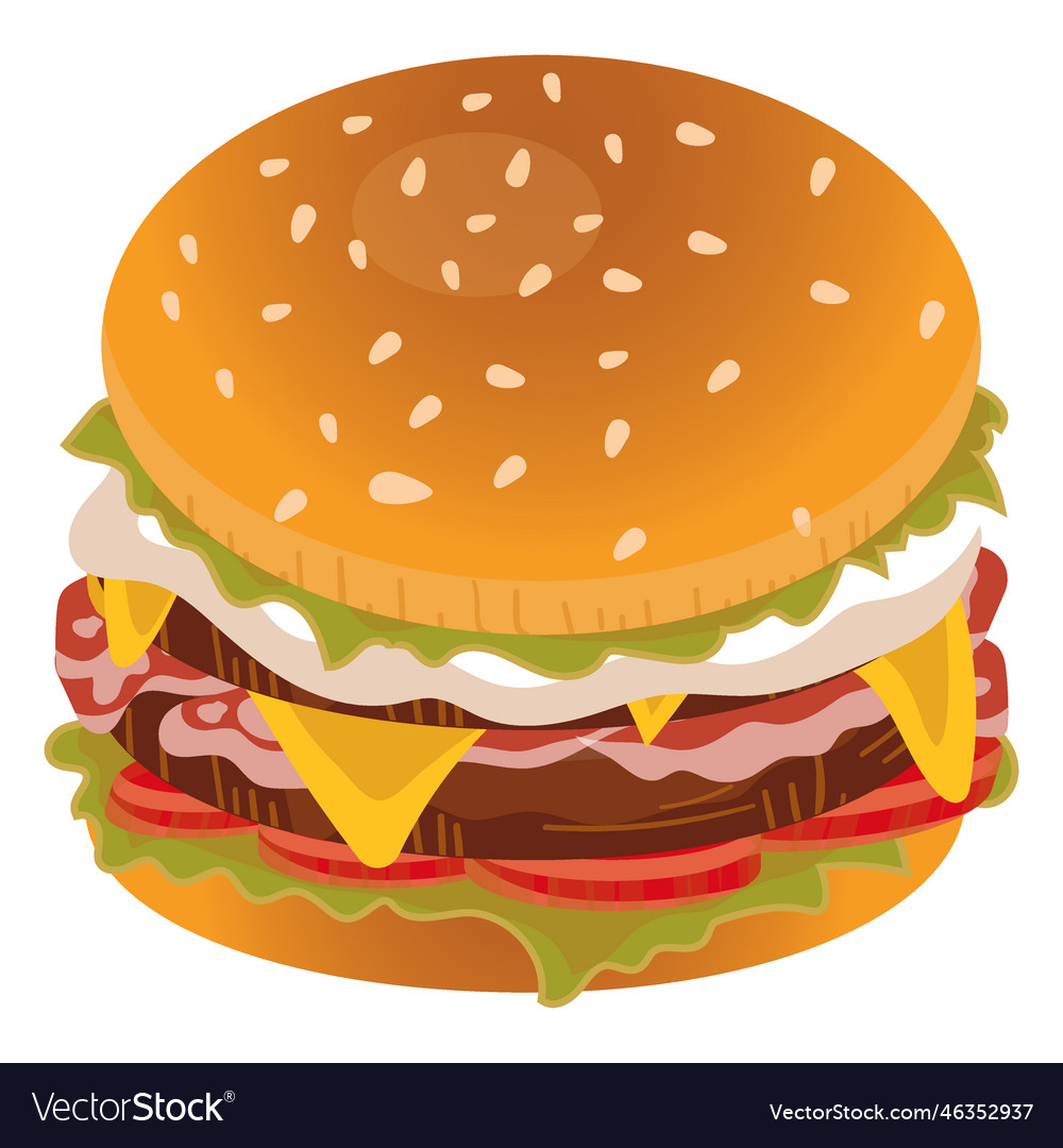 Bacon cheeseburger icon Royalty Free Vector Image