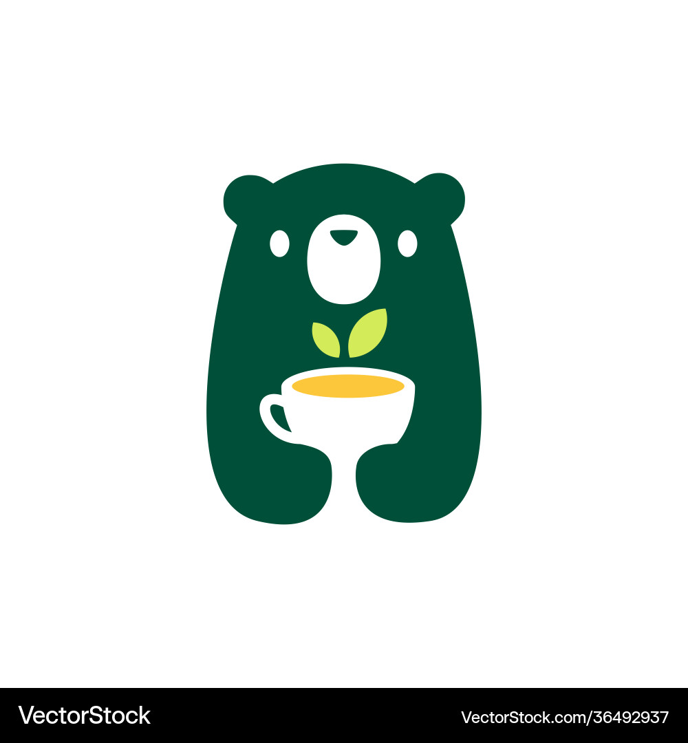 Bear cub baby tea cup logo icon Royalty Free Vector Image