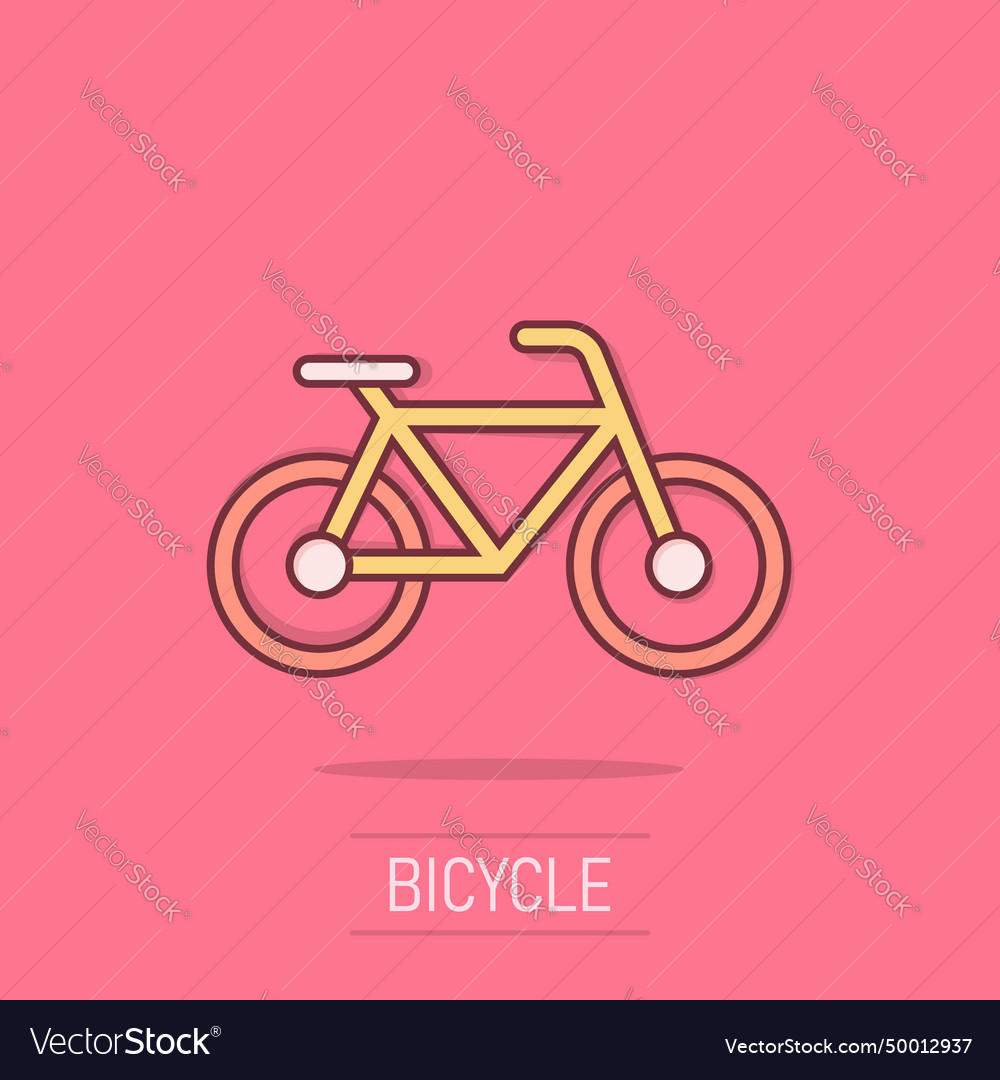 Bicycle sign icon in comic style bike cartoon on Vector Image Bicycle sign icon in comic style bike cartoon on Vector Image