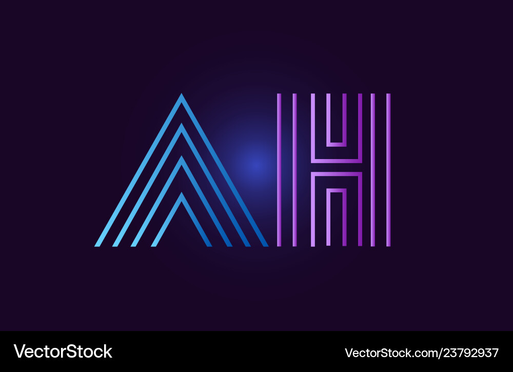 Blue pink ah a h gradient alphabet letter Vector Image