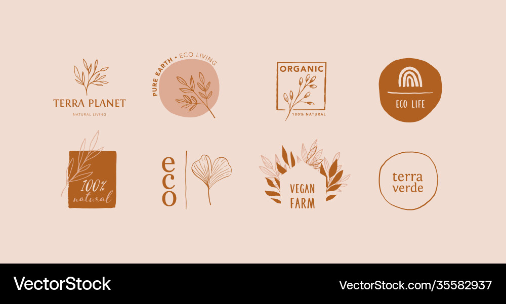 Collection delicate hand drawn logos and icons Vector Image