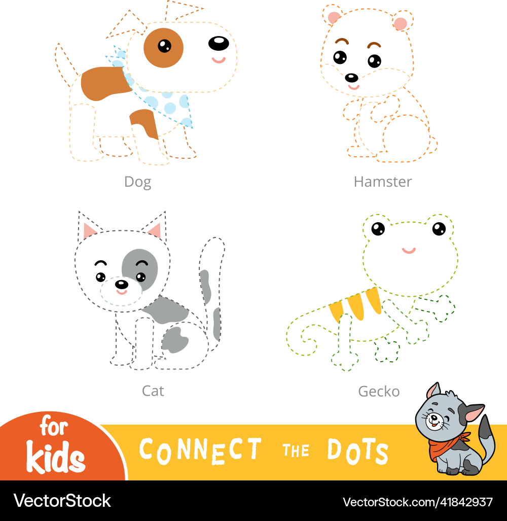 Connect the dots education game for children set Vector Image