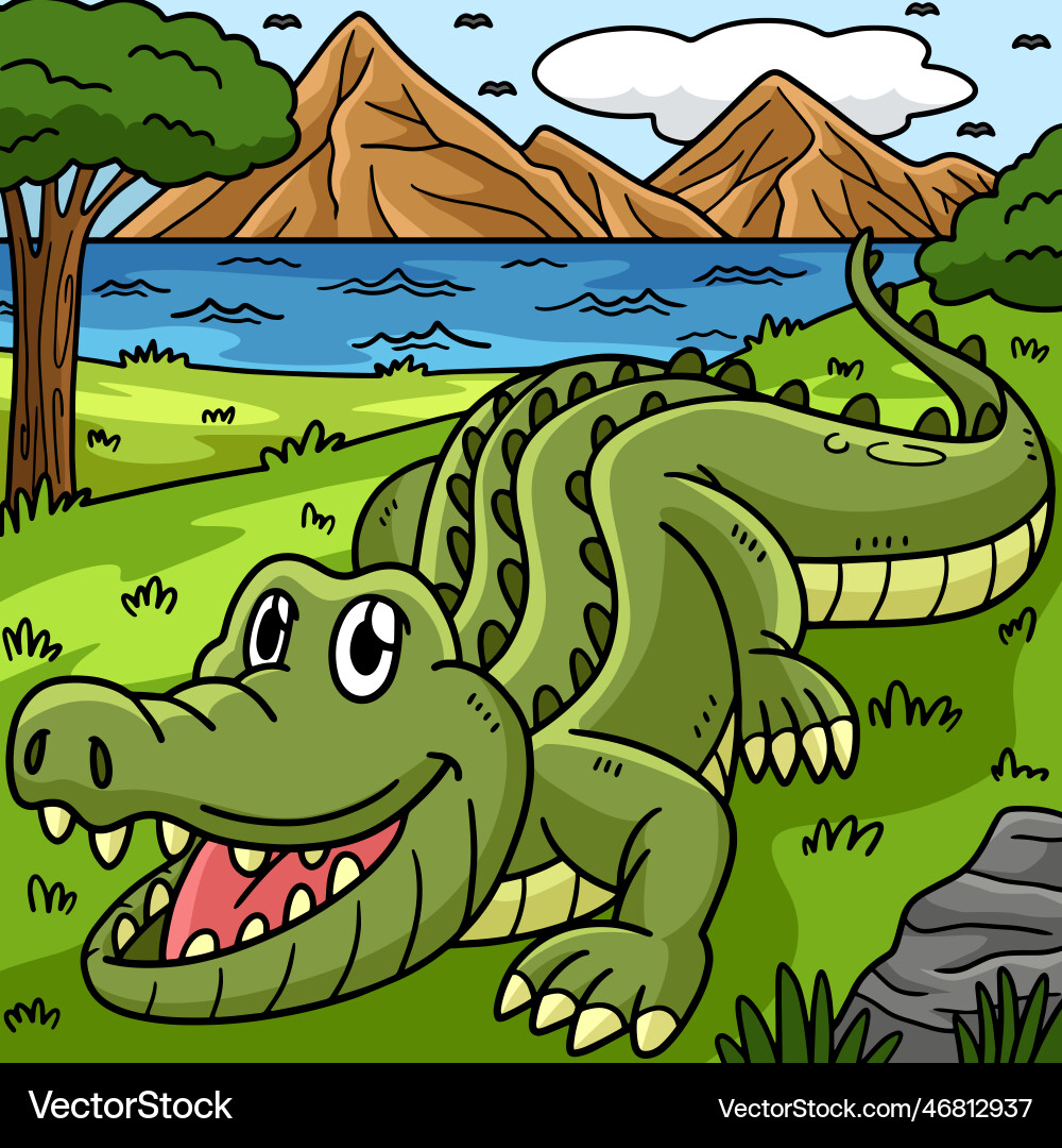 Crocodile animal colored cartoon Royalty Free Vector Image