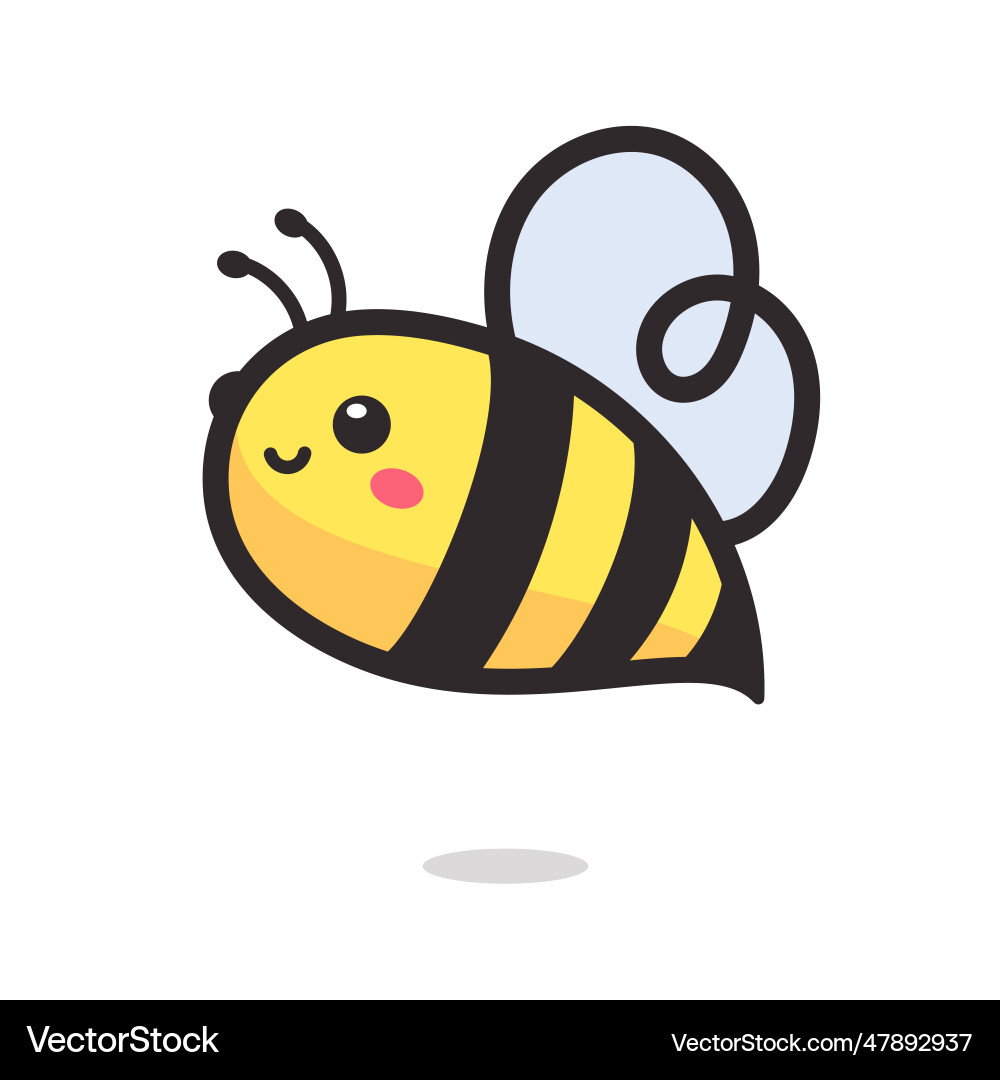 Cute little bee smiling for decorating desserts Vector Image