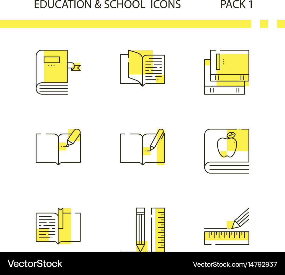 Education and school outline yellow background Vector Image