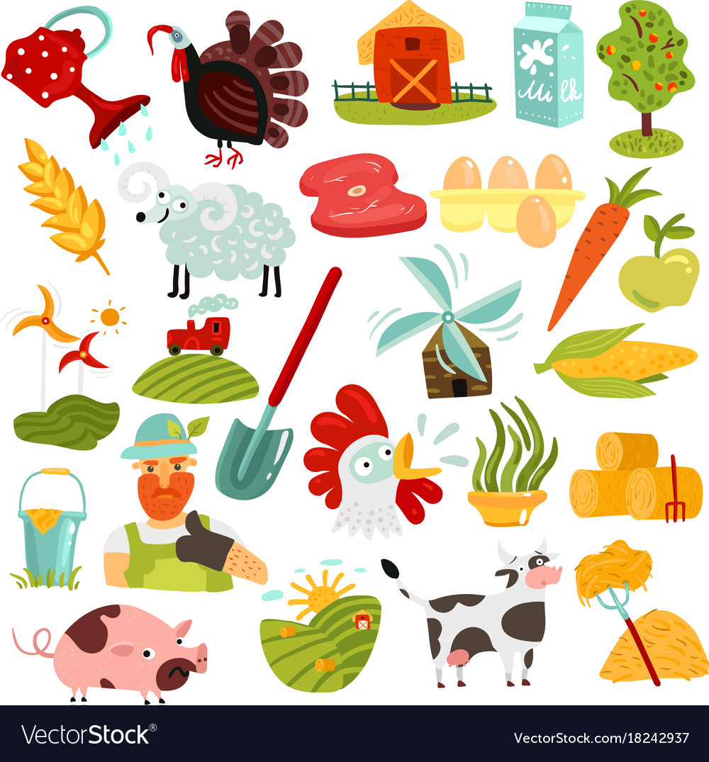 Farm elements set Royalty Free Vector Image - VectorStock