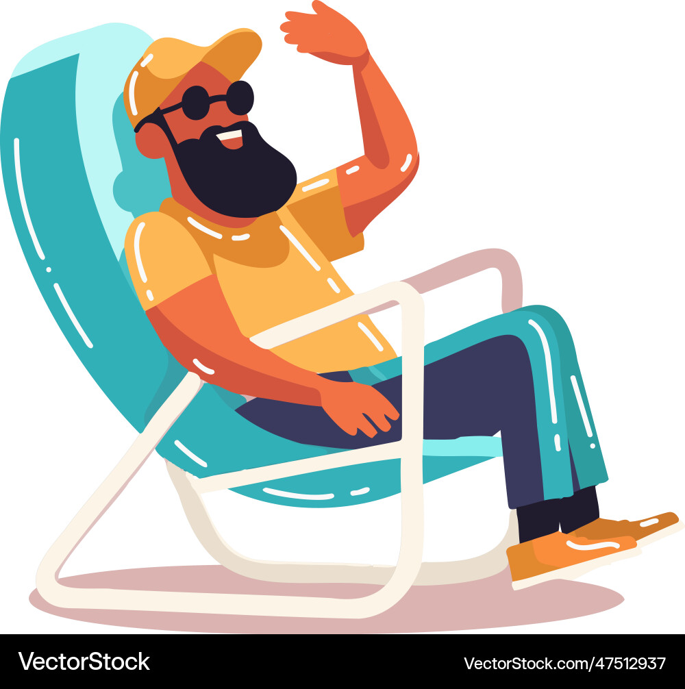 Hand drawn man sitting and resting in flat style Vector Image