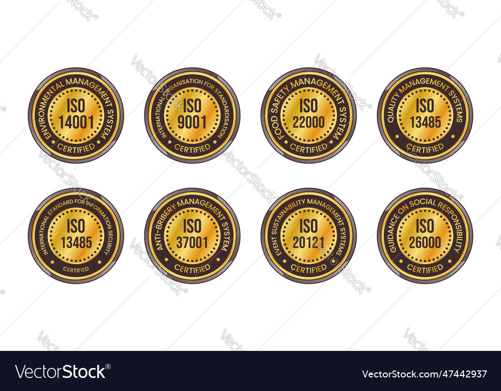 Iso certified badge stamp Royalty Free Vector Image Iso certified badge stamp Royalty Free Vector Image