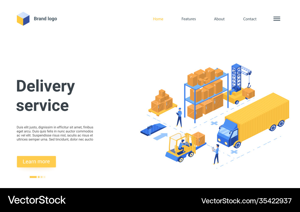 Isometric delivery logistic service landing page Vector Image