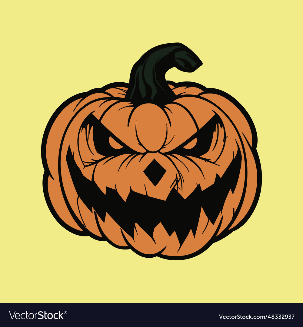 Monster pumpkin halloween Royalty Free Vector Image