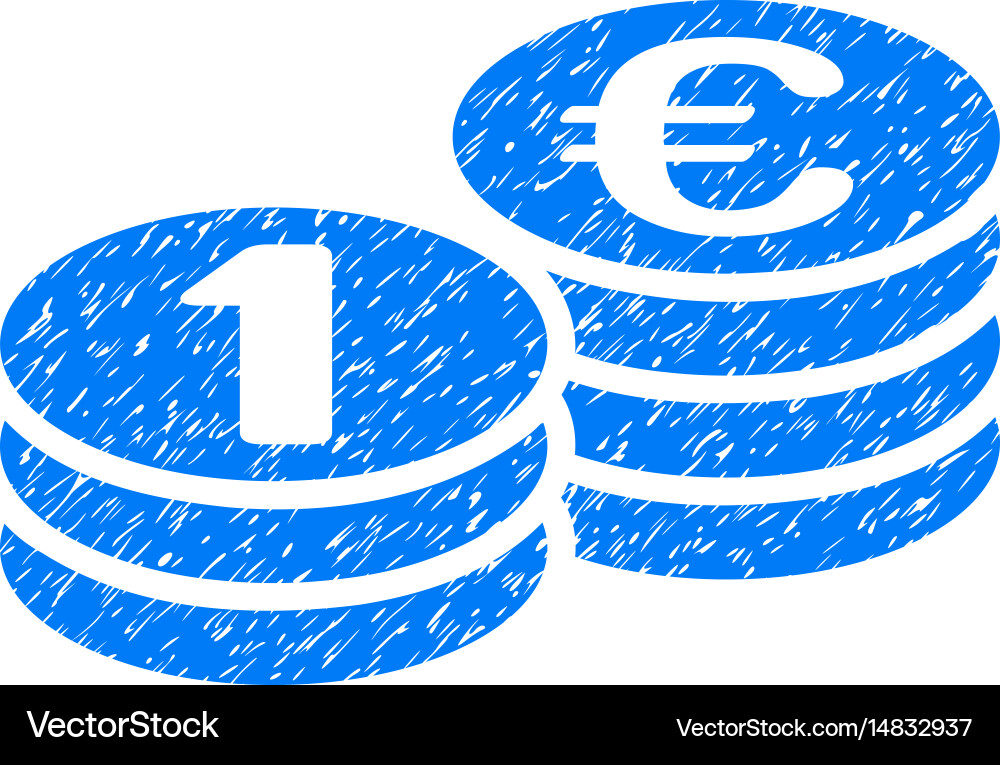 One euro coins grunge icon Royalty Free Vector Image