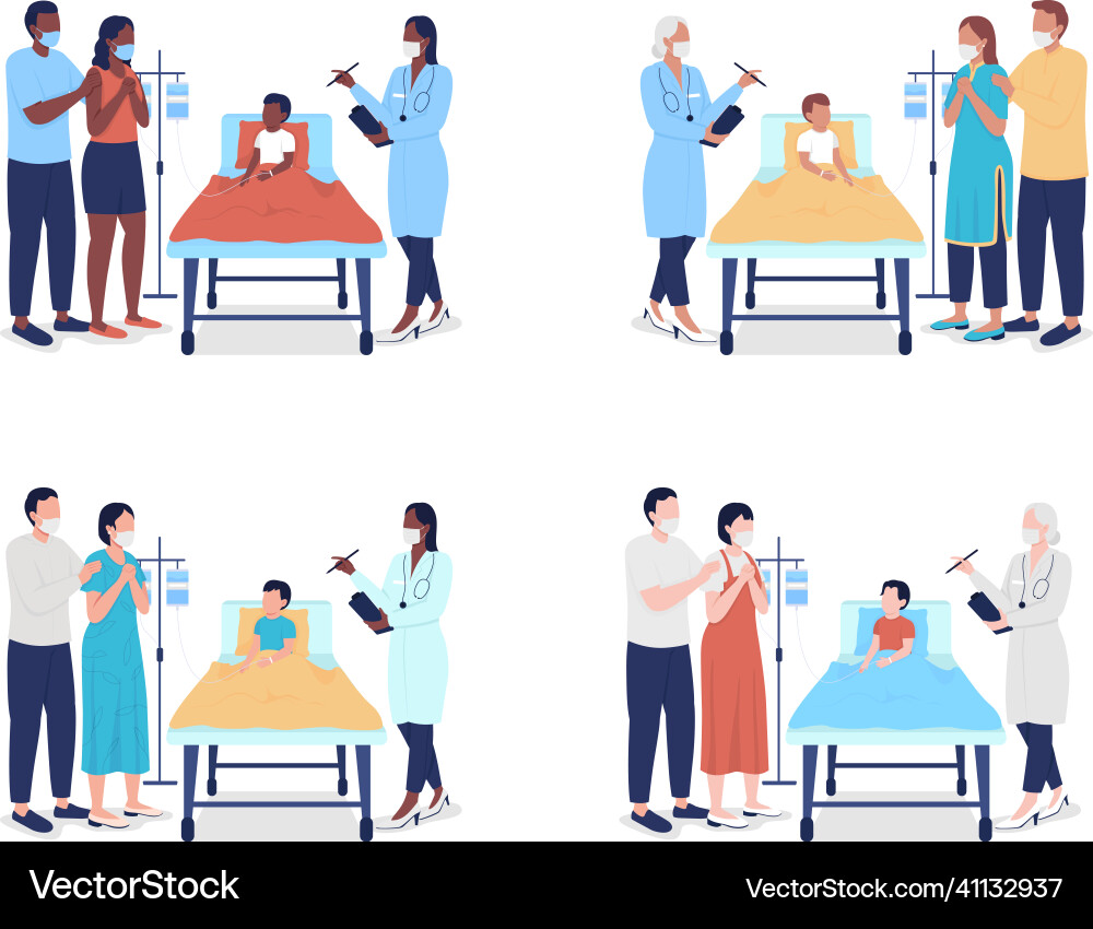 Pediatric emergency room semi flat color Vector Image