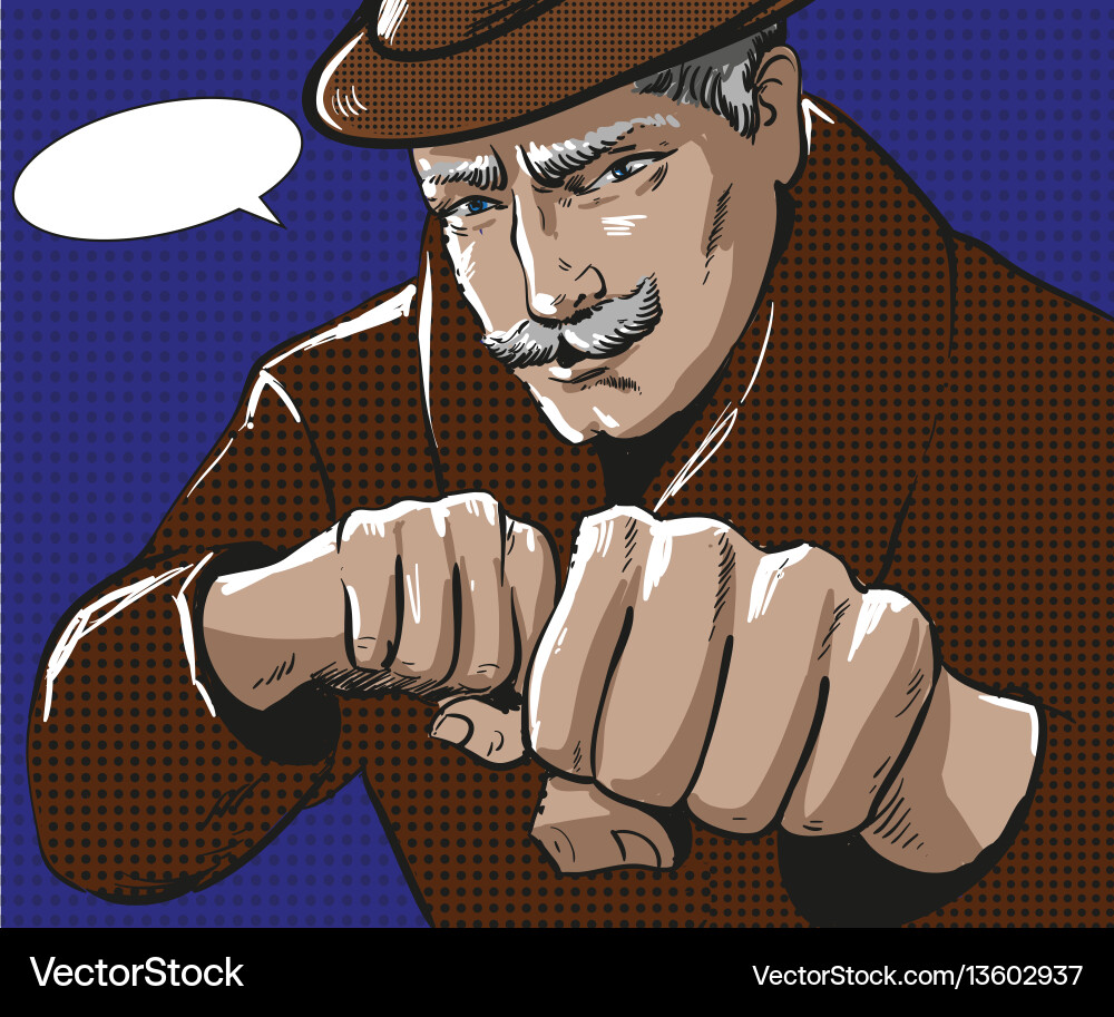 Pop art of man with punching Royalty Free Vector Image