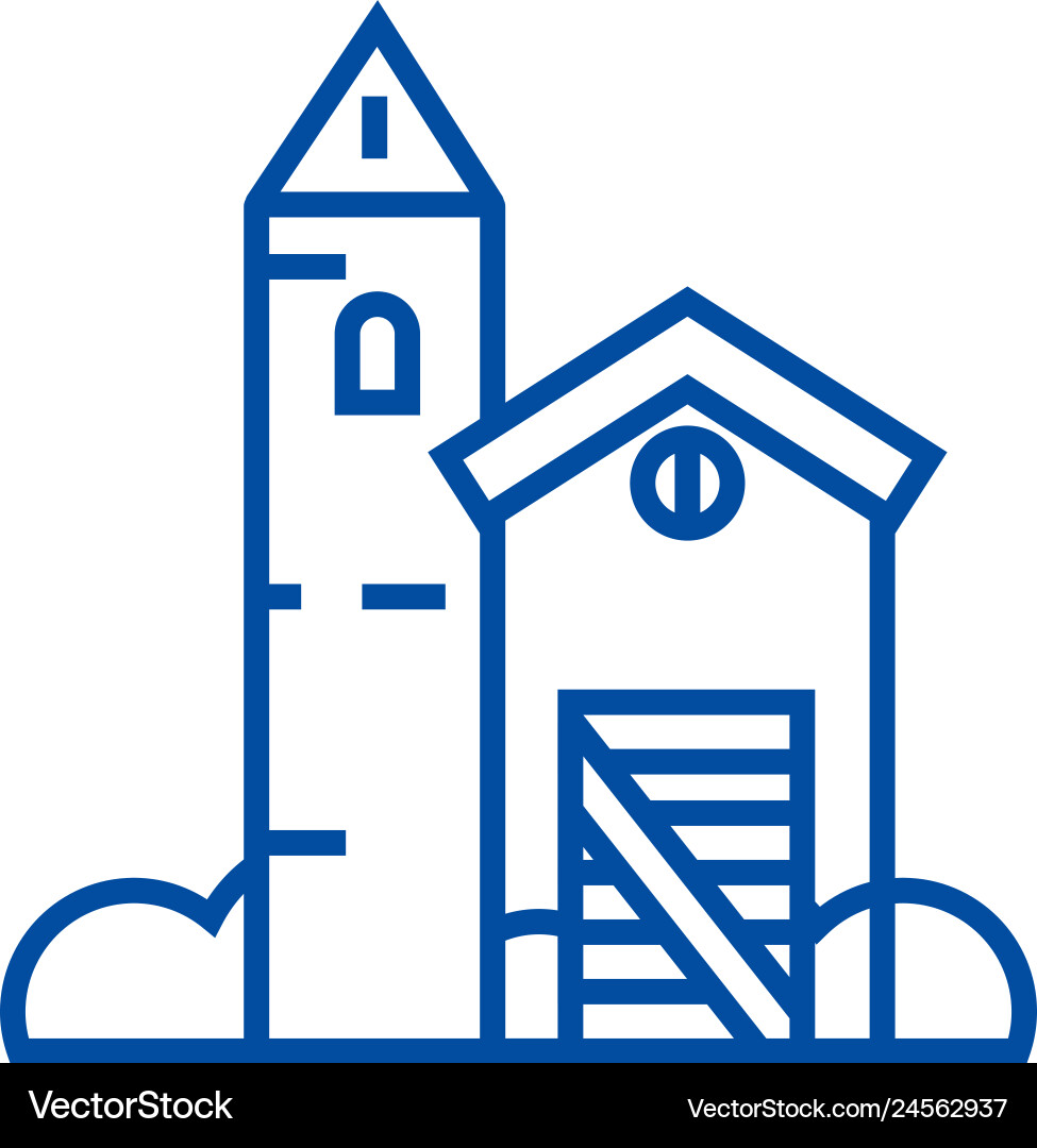 Ranch farm house line icon concept Royalty Free Vector Image