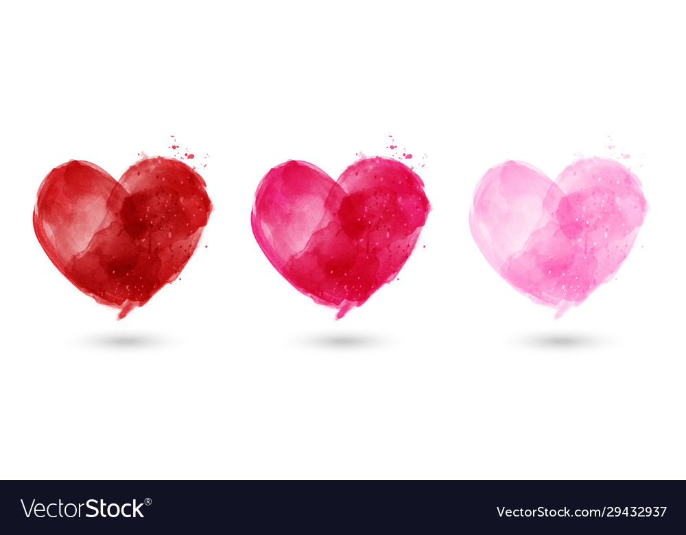 Set hand painted watercolor hearts Royalty Free Vector Image