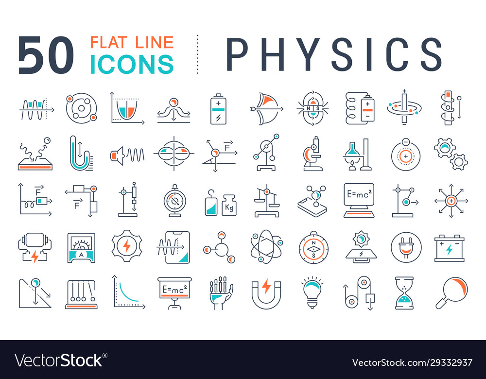 Set line icons physics Royalty Free Vector Image