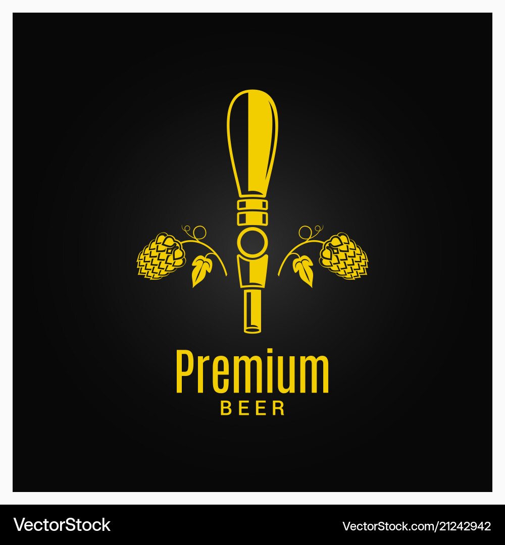 Beer tap with hops logo on black background Vector Image