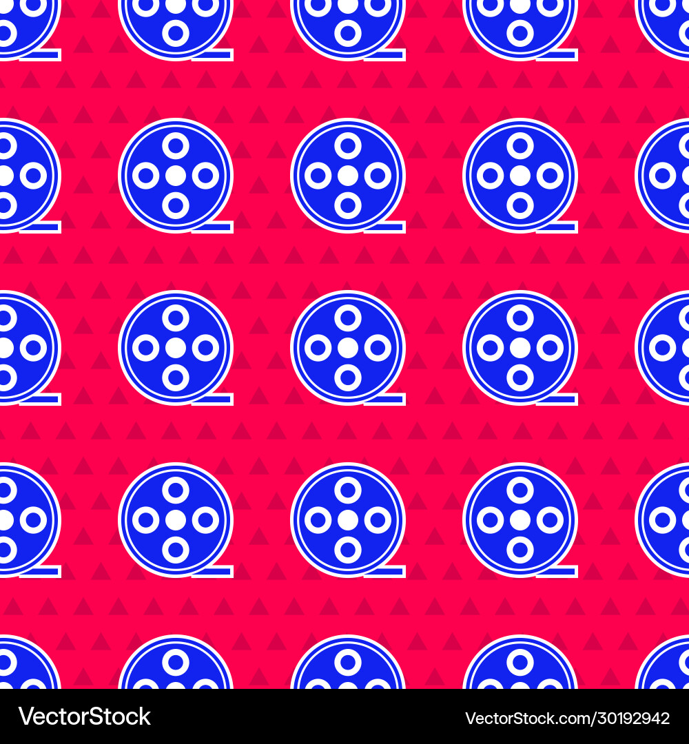 Blue film reel icon isolated seamless pattern Vector Image