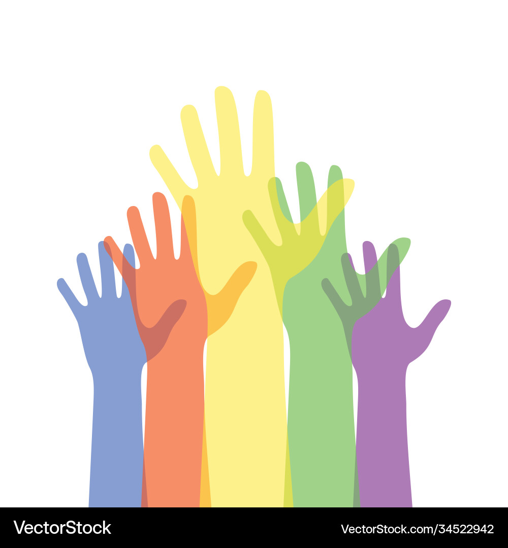Colorful hand up isolated on white background Vector Image