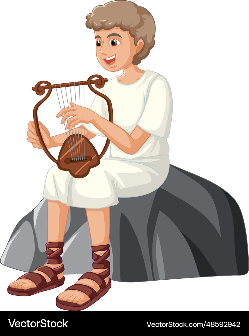 David the ancient man a cartoon lyre player Vector Image