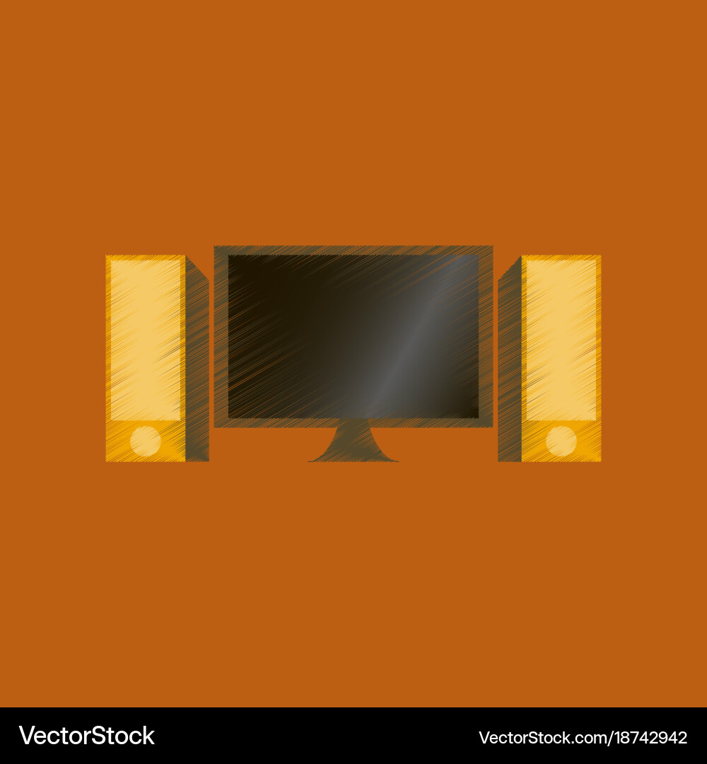 Flat shading style icon computer monitor Vector Image