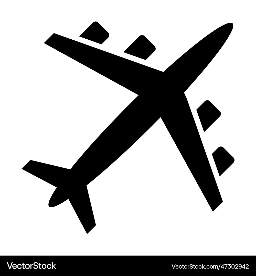 Flying airplane glyph icon for personal Royalty Free Vector