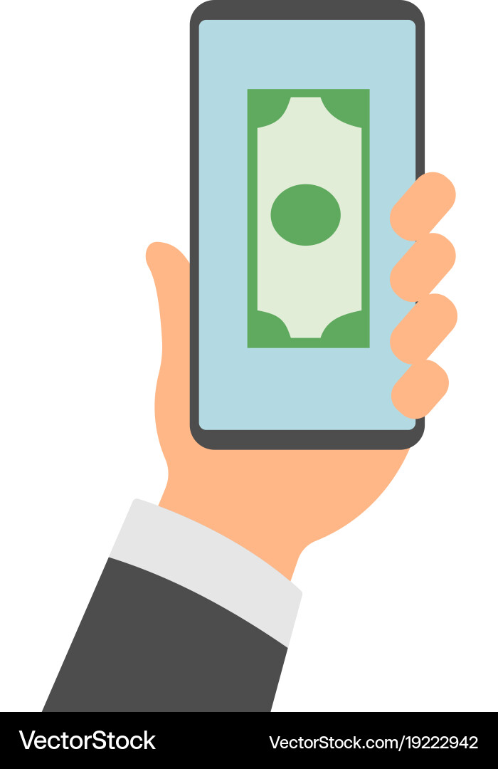 Hands holding smartphones with mobile banking app Vector Image