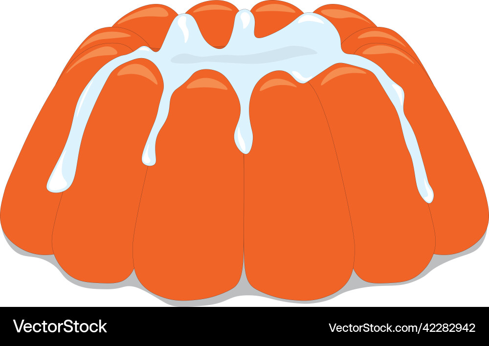 Orange jelly pudding with creamy topping Vector Image