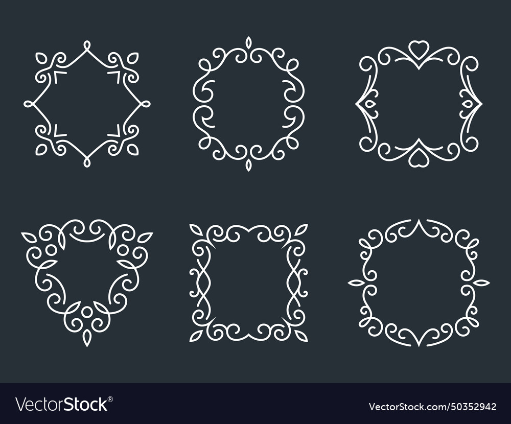 Outline monogram frames Royalty Free Vector Image