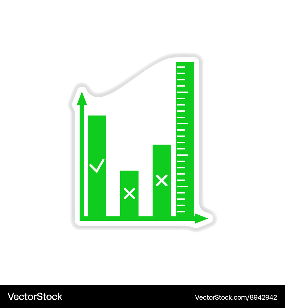 Paper sticker on white background money graph Vector Image