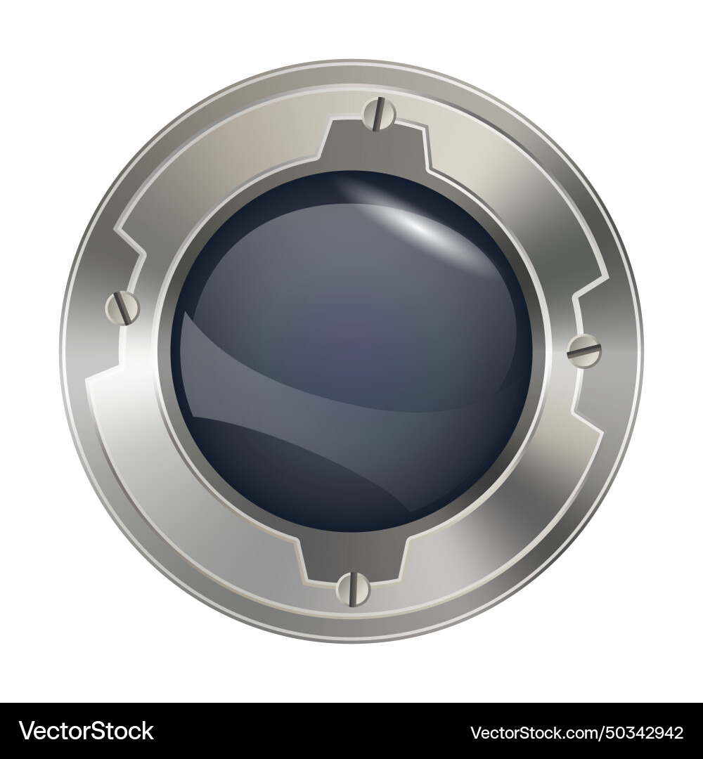Porthole window icon safe round metallic spaceship