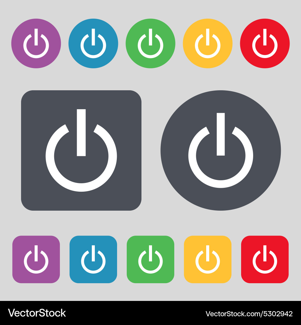 Power icon sign a set 12 colored buttons flat Vector Image