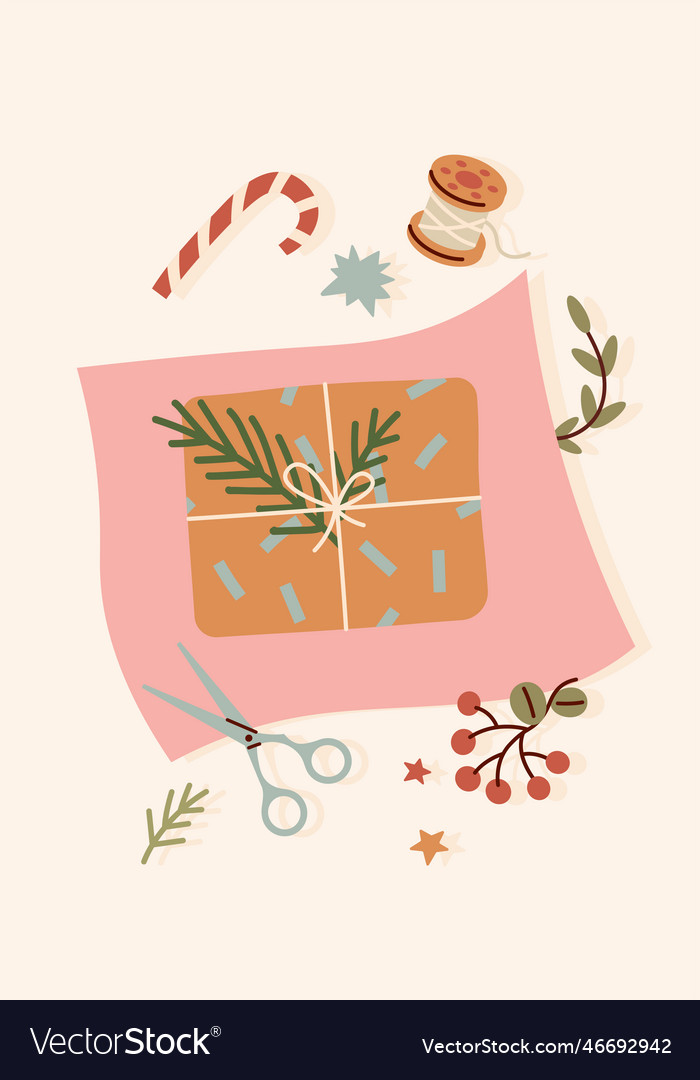 Presents wrapping process Royalty Free Vector Image