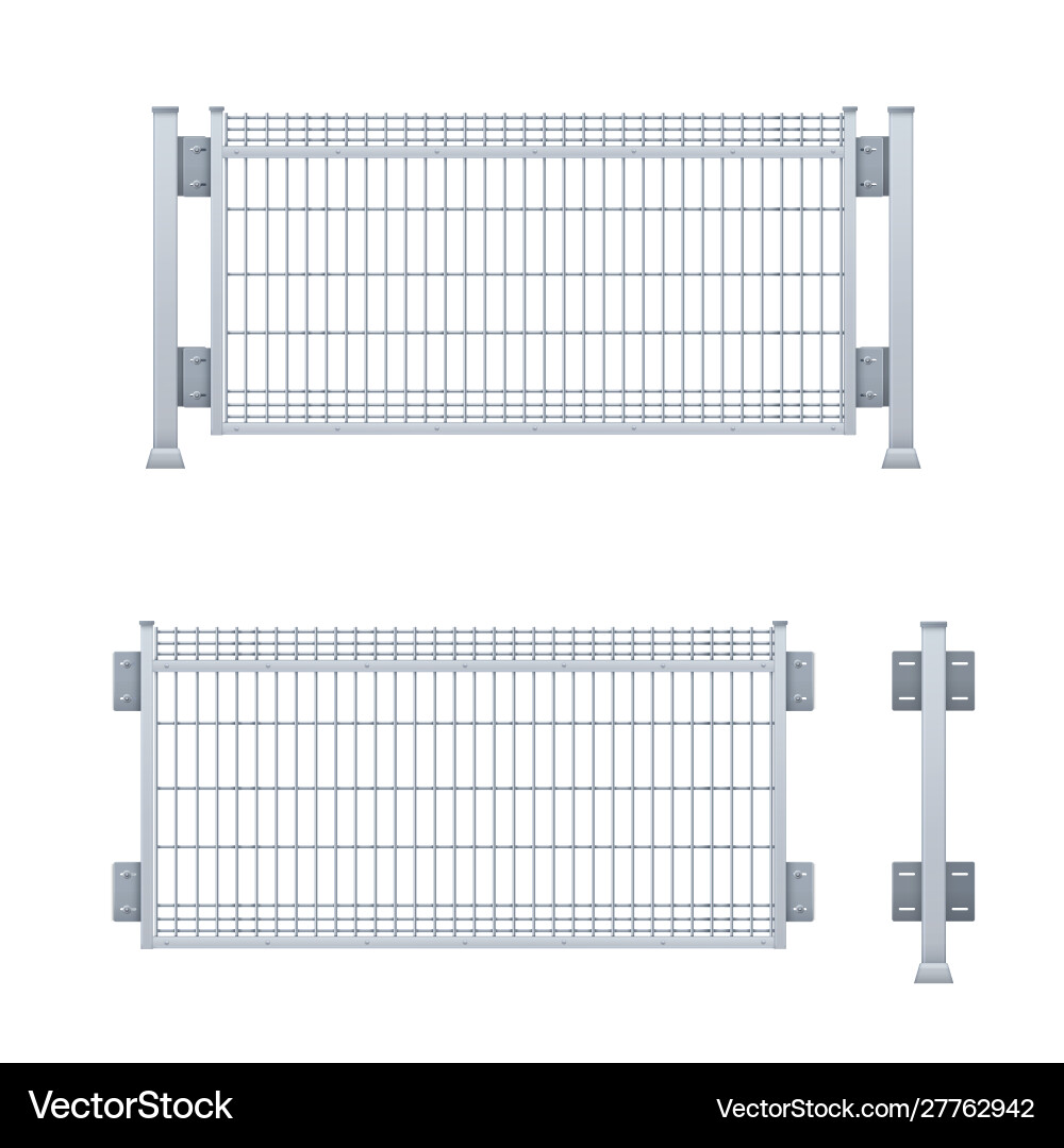 Realistic galvanized sheet metal fence Royalty Free Vector