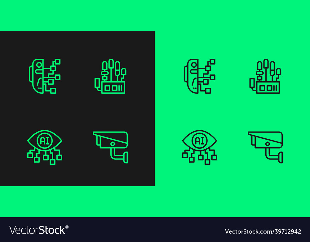 Set line security camera computer vision Vector Image
