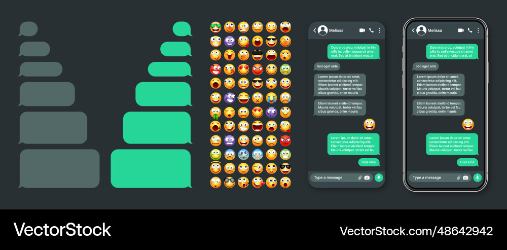 Smartphone messaging app user interface Royalty Free Vector