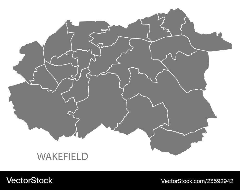Wakefield city map with wards grey silhouette Vector Image