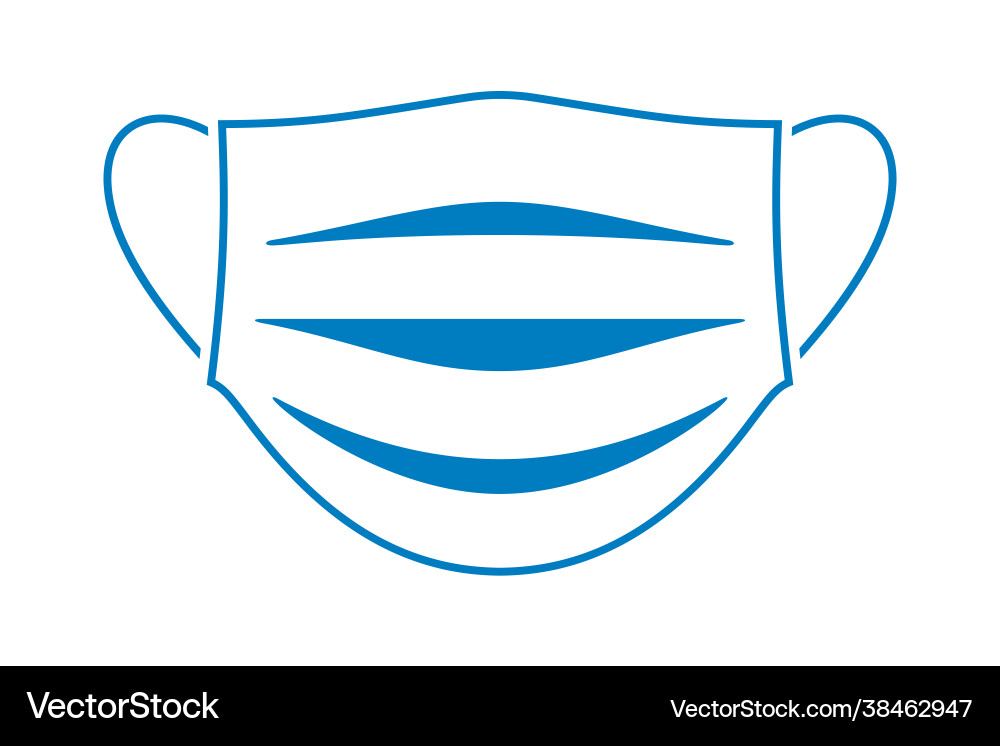 A blue medical face mask icon Royalty Free Vector Image