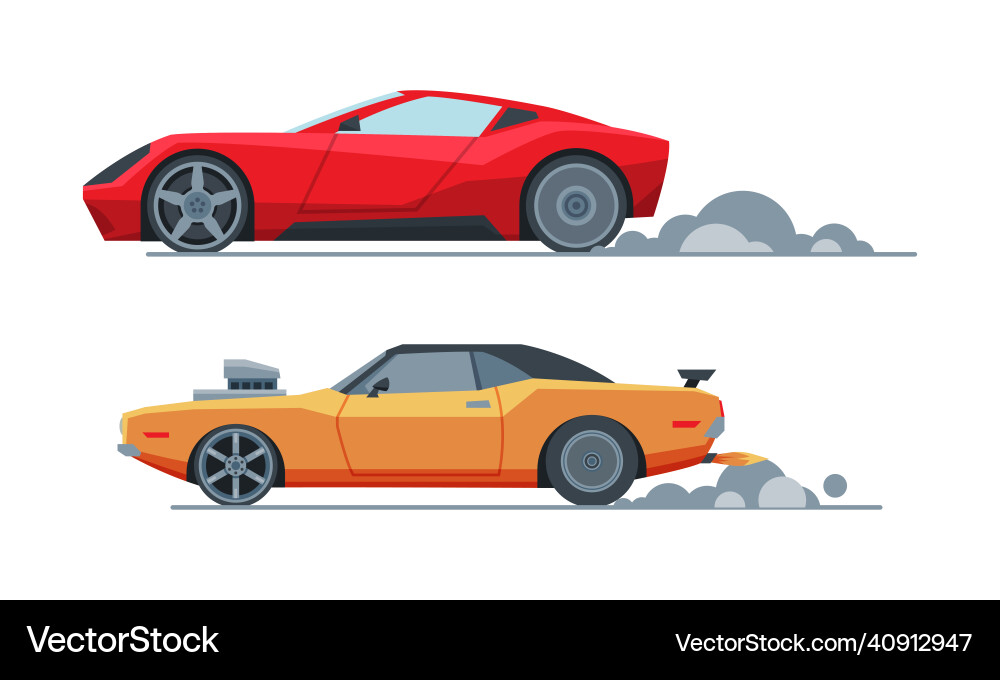 Automobile or car participating in drag motor Vector Image