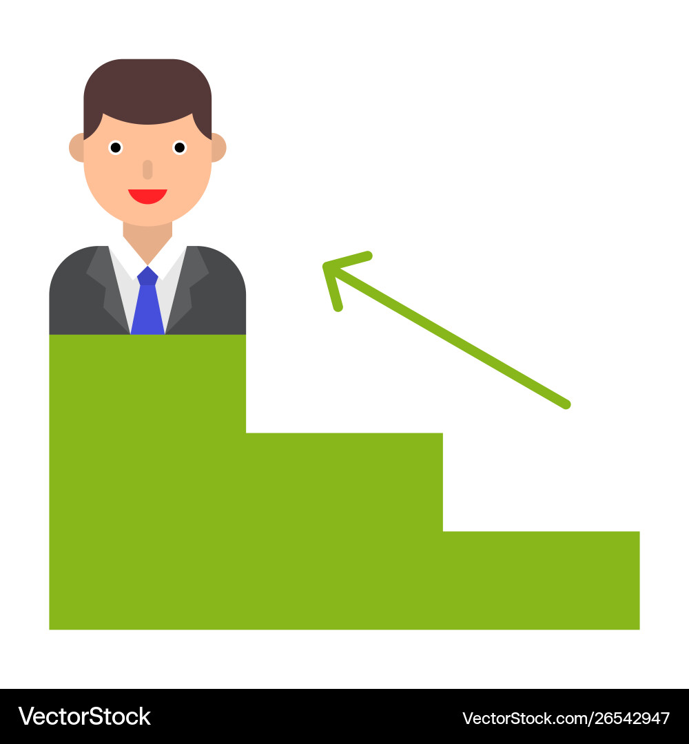 Businessman icon going up stairs flat style Vector Image