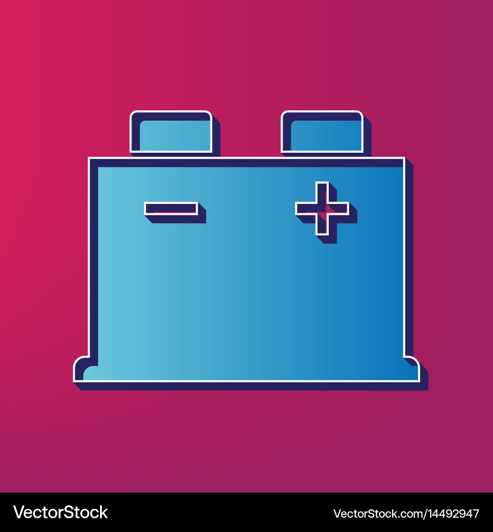 Car battery sign blue 3d printed icon Royalty Free Vector