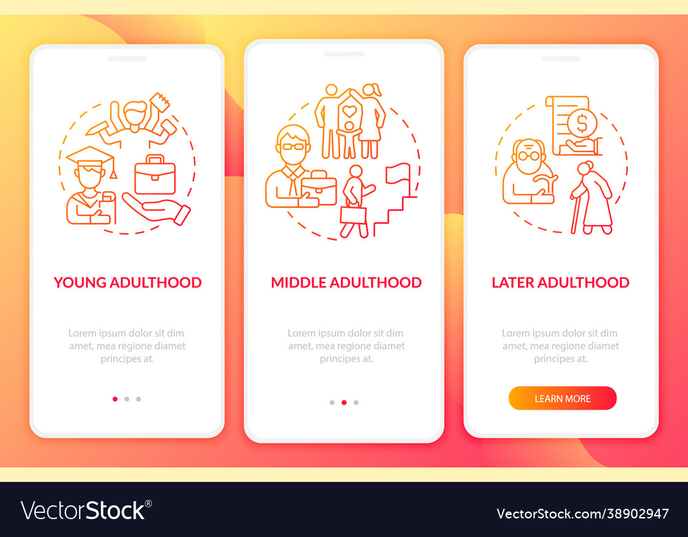 Course adulthood onboarding mobile app page Vector Image