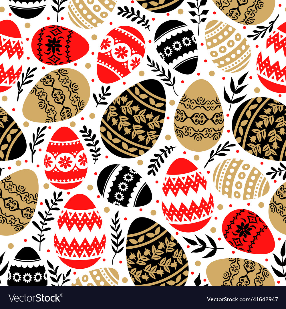 Easter Pattern Seamless With Decorative Eggs Vector Image