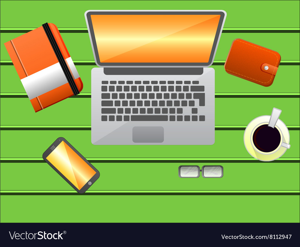 Flat workspace Royalty Free Vector Image - VectorStock
