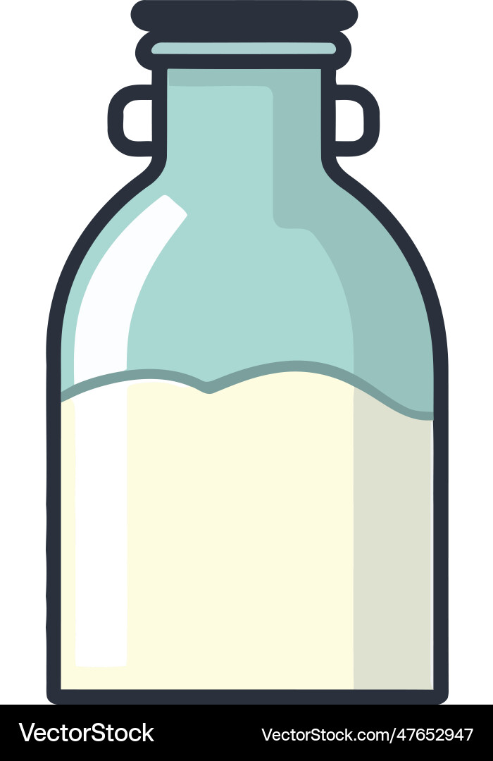Fresh organic milk in glass bottle container Vector Image